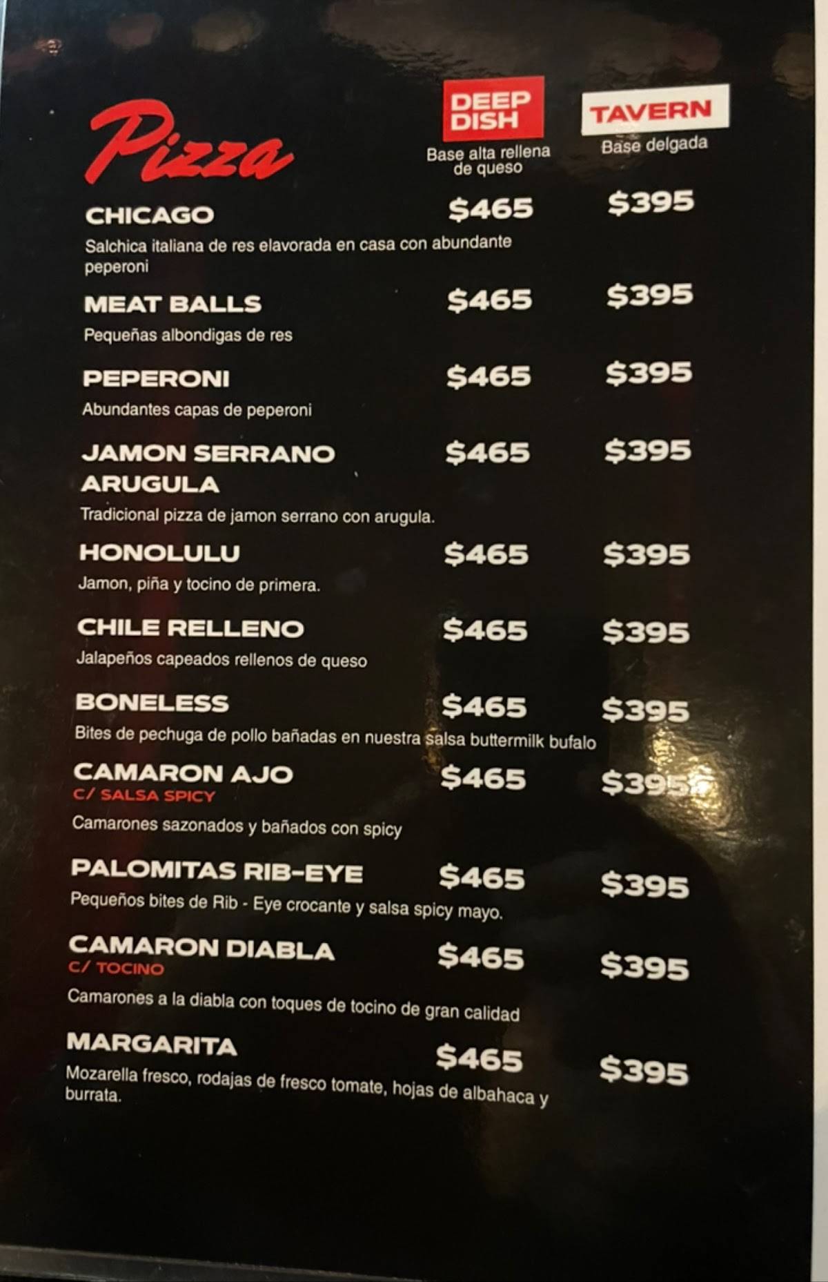 Menu at SLICE AND DICE "CHICAGO STYLE PIZZA" restaurant, Cancún