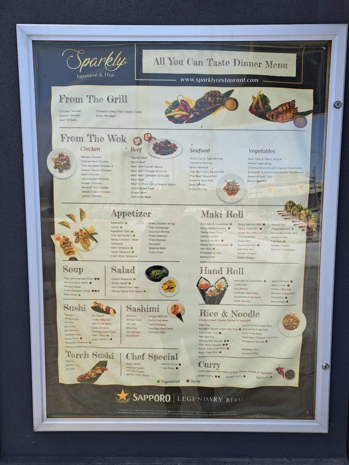 Menu at SPARKLY Japanese & Thai restaurant, Vaughan