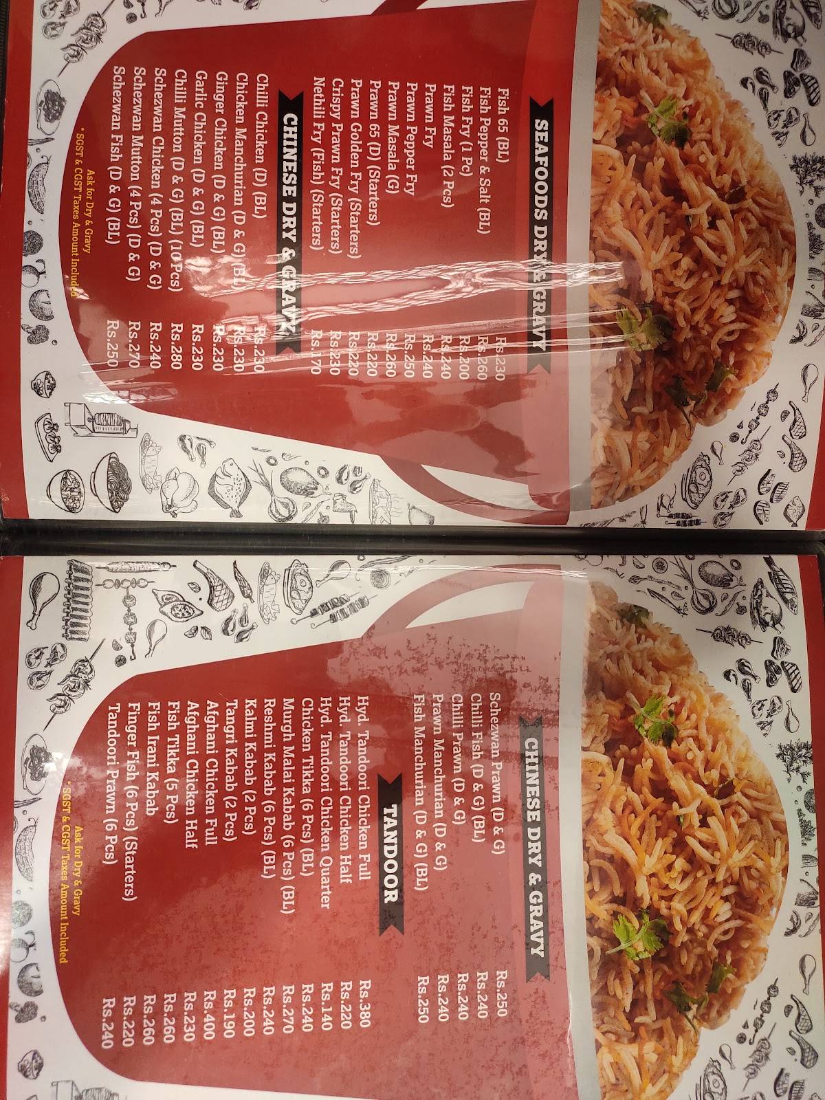 Menu at SS Hyderabad Biryani West Mambalam, Chennai