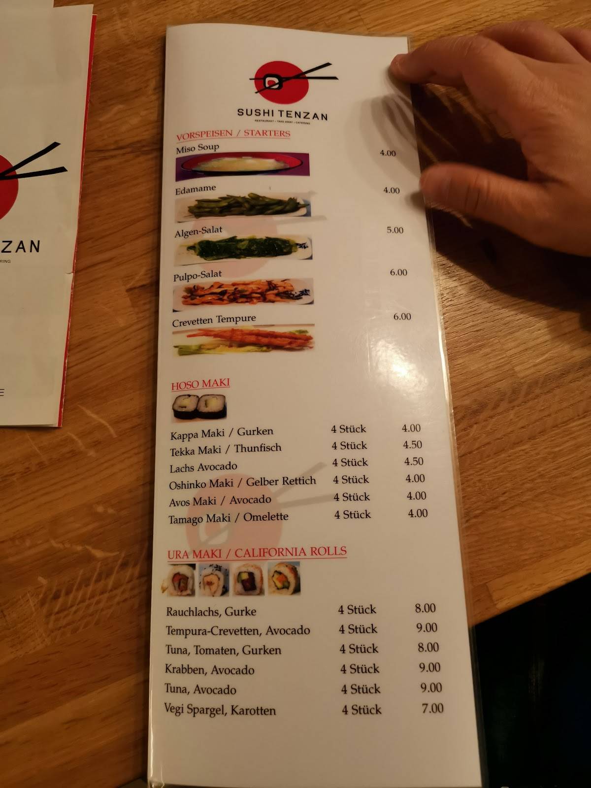 Speisekarte von Sushi Tenzan, Binningen
