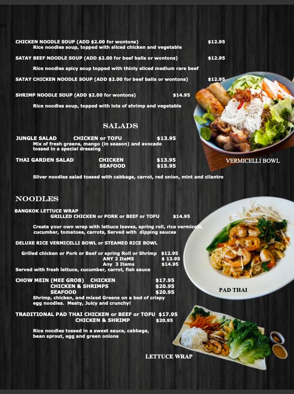 Menu at Sabai infusion restaurant, Medicine Hat