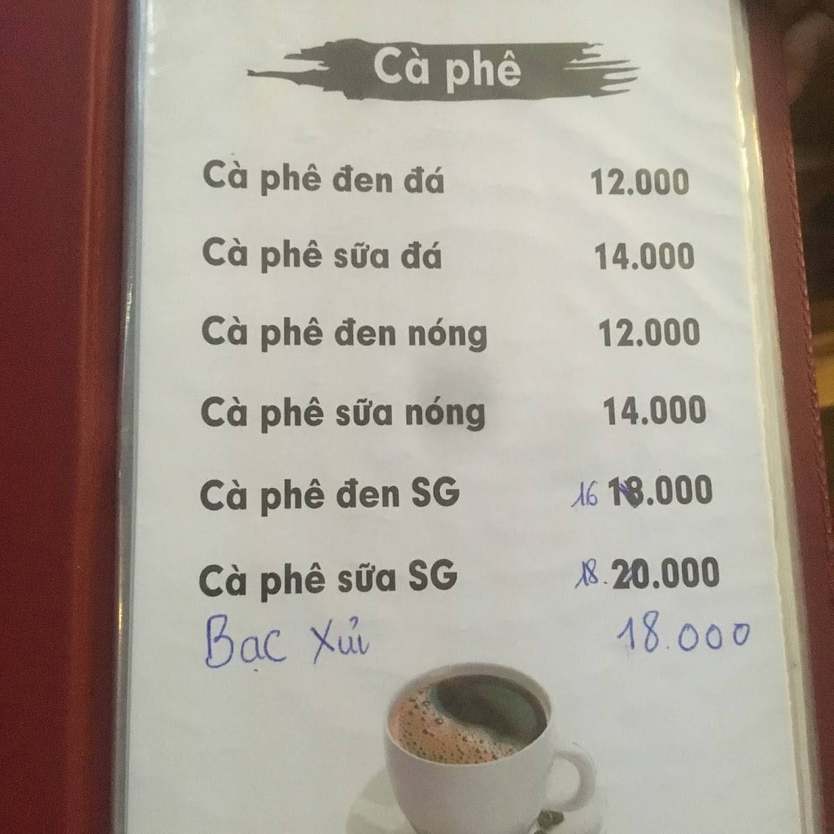 Menu at Sắc Màu cafe, Da Nang