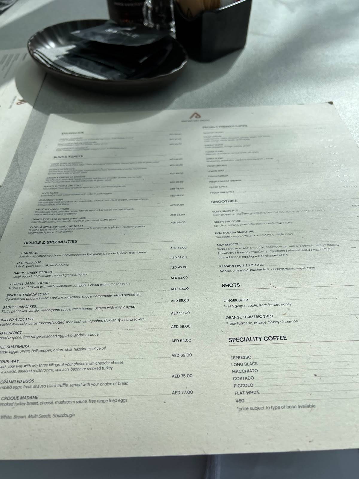 Carta del restaurante Saddle House - Marsa Al Bateen, Abu Dabi