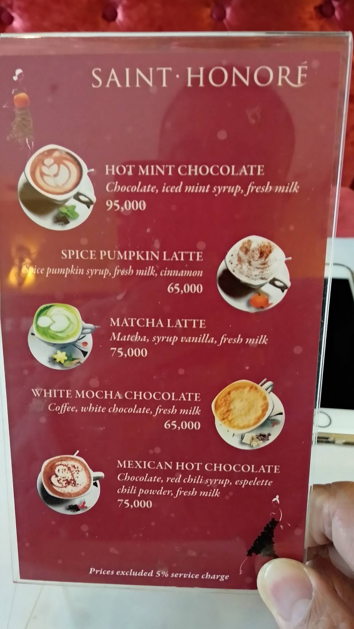 Menu at Saint-Honoré restaurant, Hanoi, G03 Ciputra