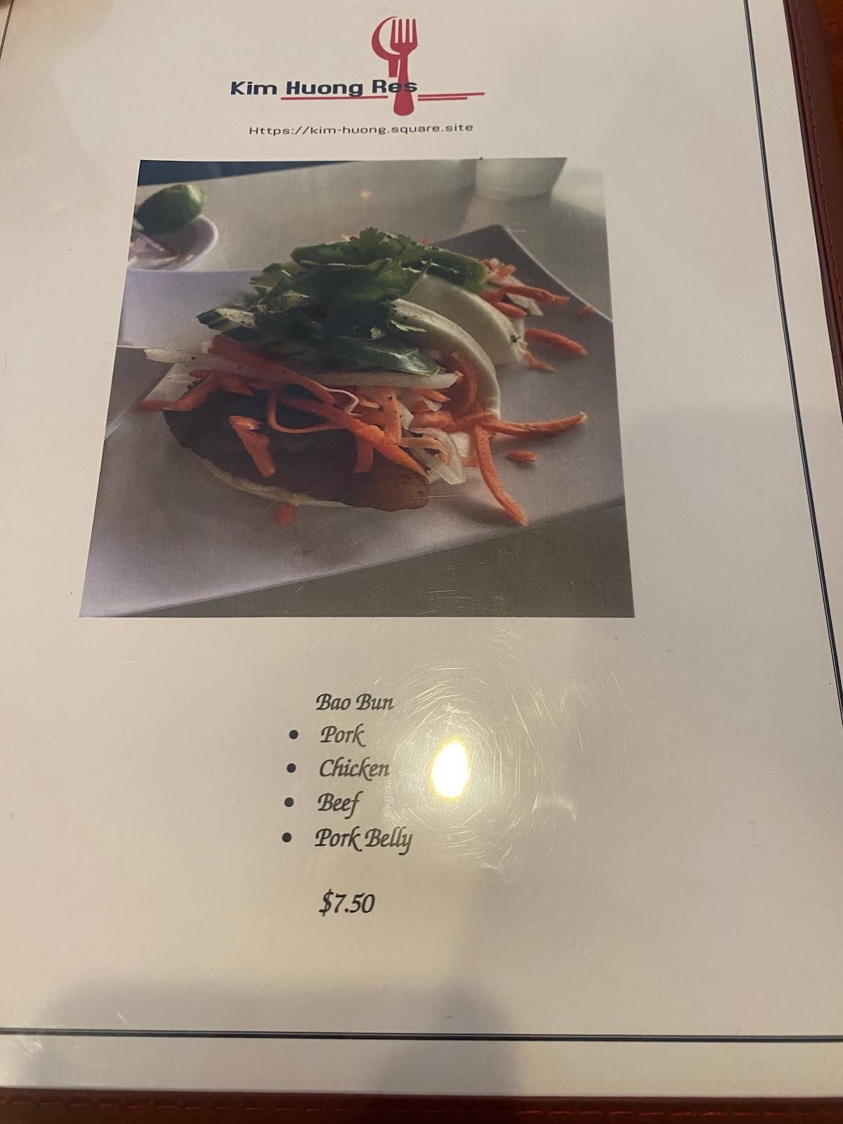 Menu at Kim Huong Vietnamese Restaurant, Salem