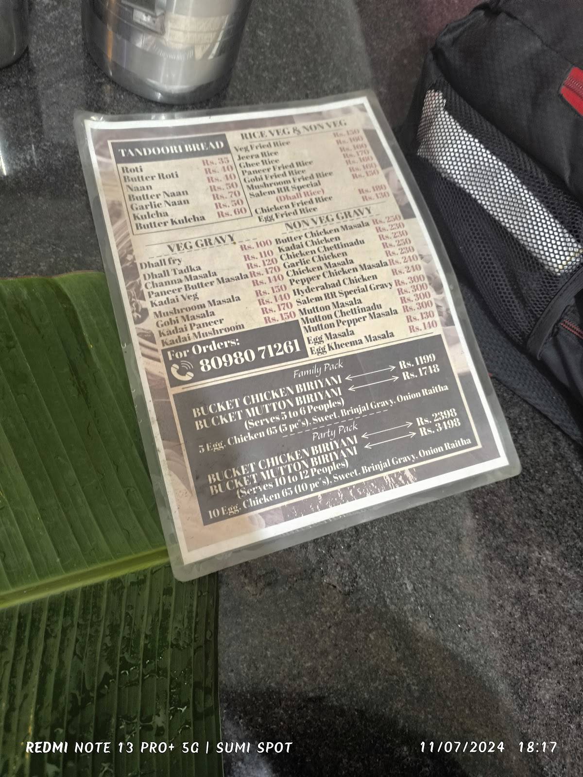 Menu at Salem RR Biryani - Krishnagiri, Krishnagiri