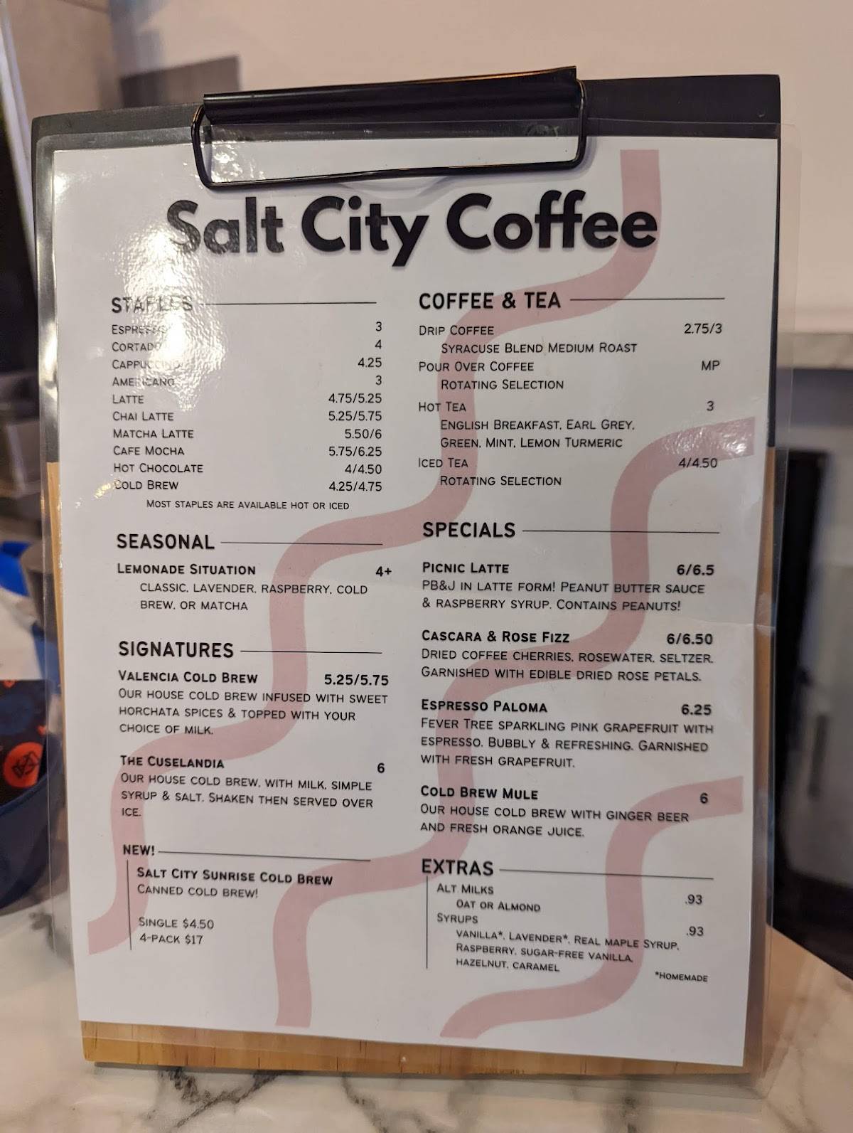 Menu at Salt City Coffee cafe, Syracuse, 720 University Ave Suite #1
