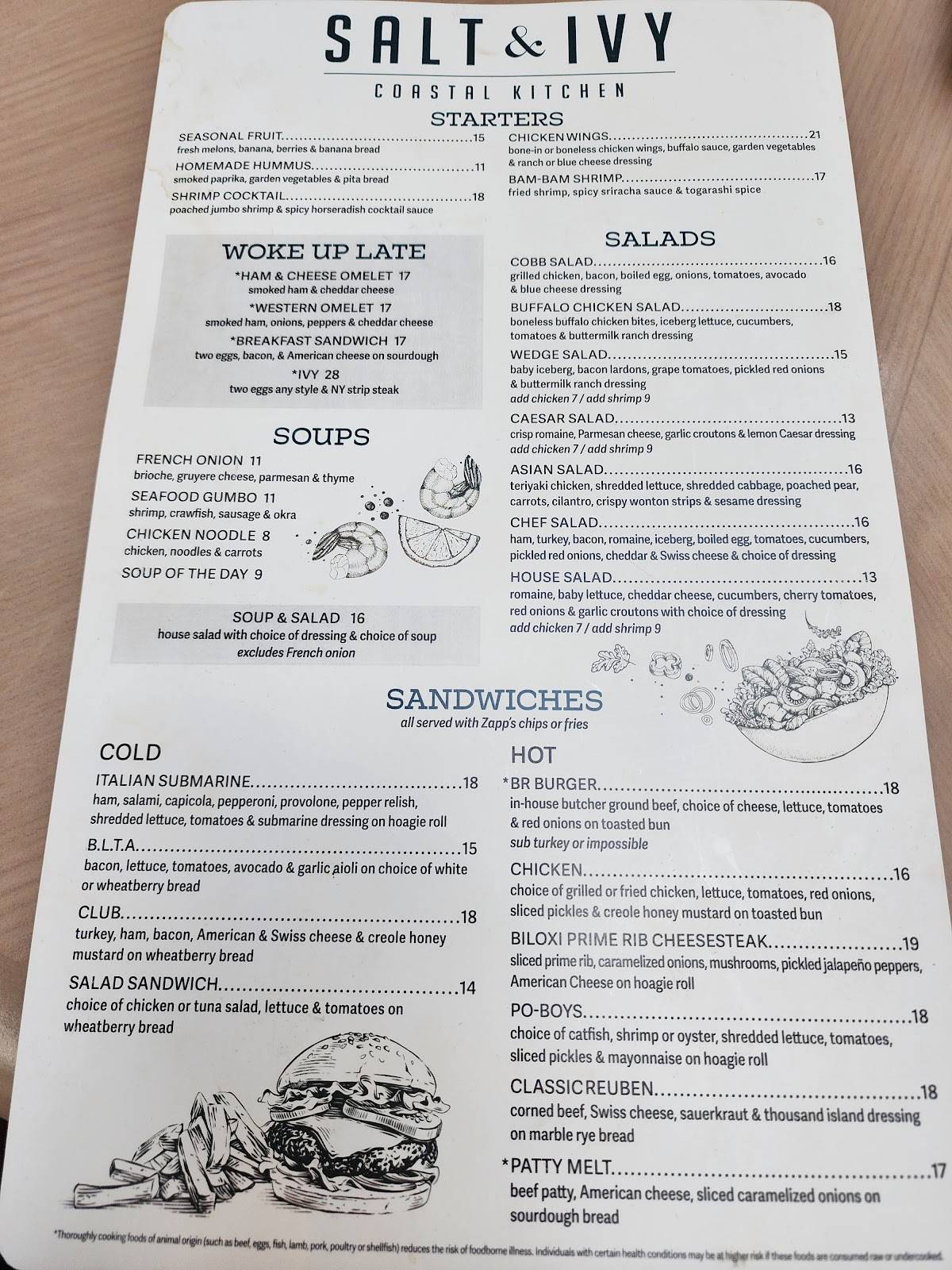 Menu at Salt & Ivy, A Coastal Kitchen cafe, Biloxi, Beau Rivage Resort ...