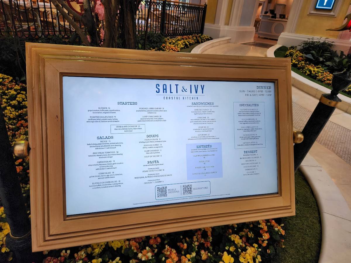Menu at Salt & Ivy, A Coastal Kitchen cafe, Biloxi, Beau Rivage Resort ...