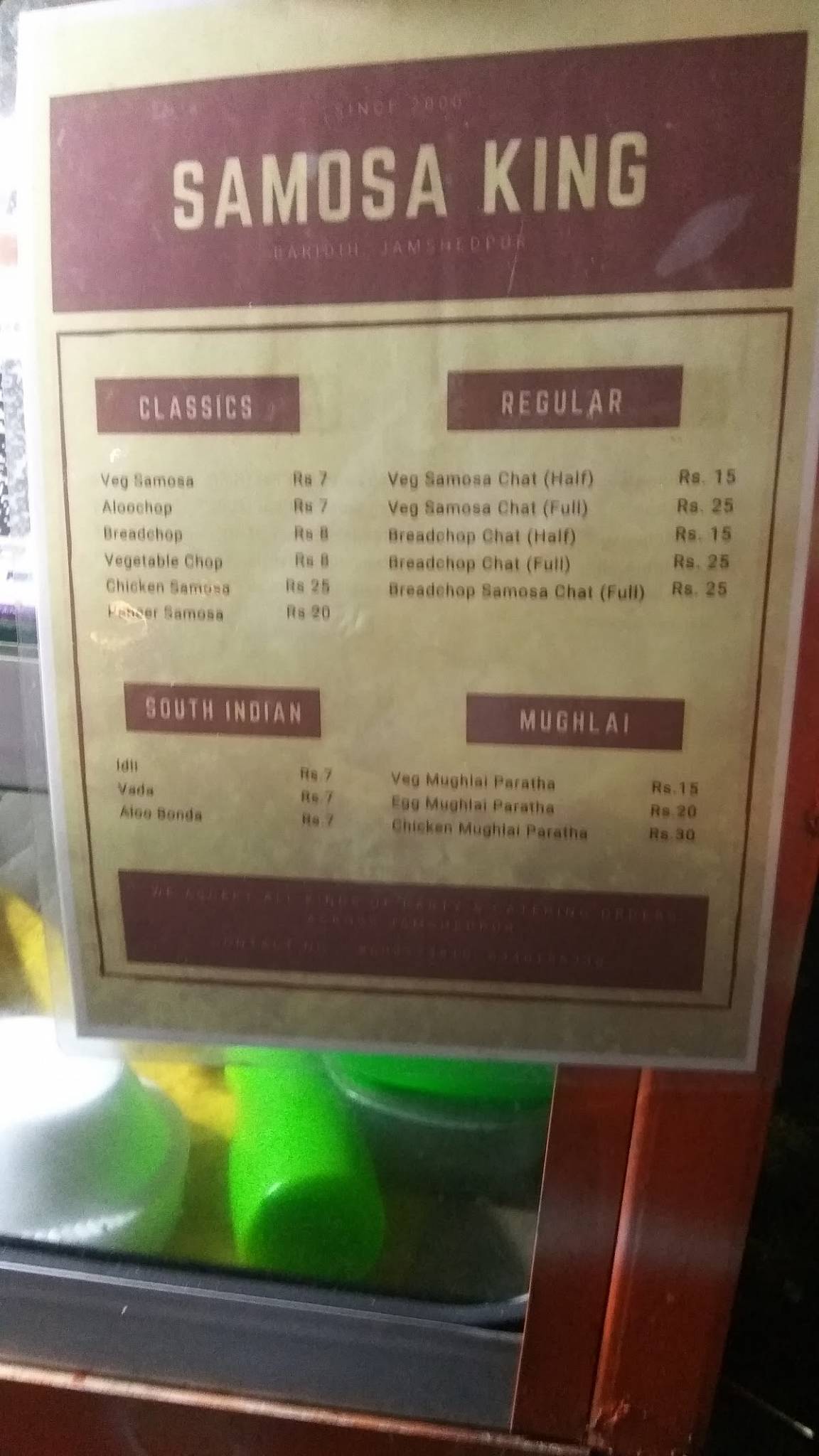 Menu at Samosa king, Jamshedpur