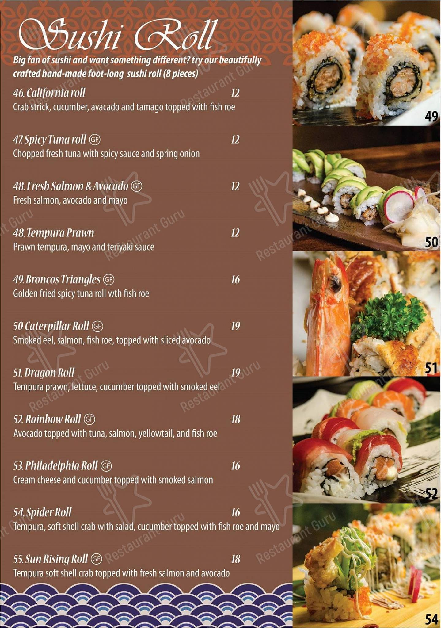 Carta de San Kai Japanese Restaurant, South Brisbane