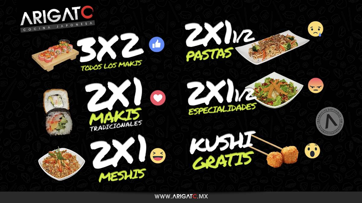 Menu at Arigato restaurant, San Miguel de Allende