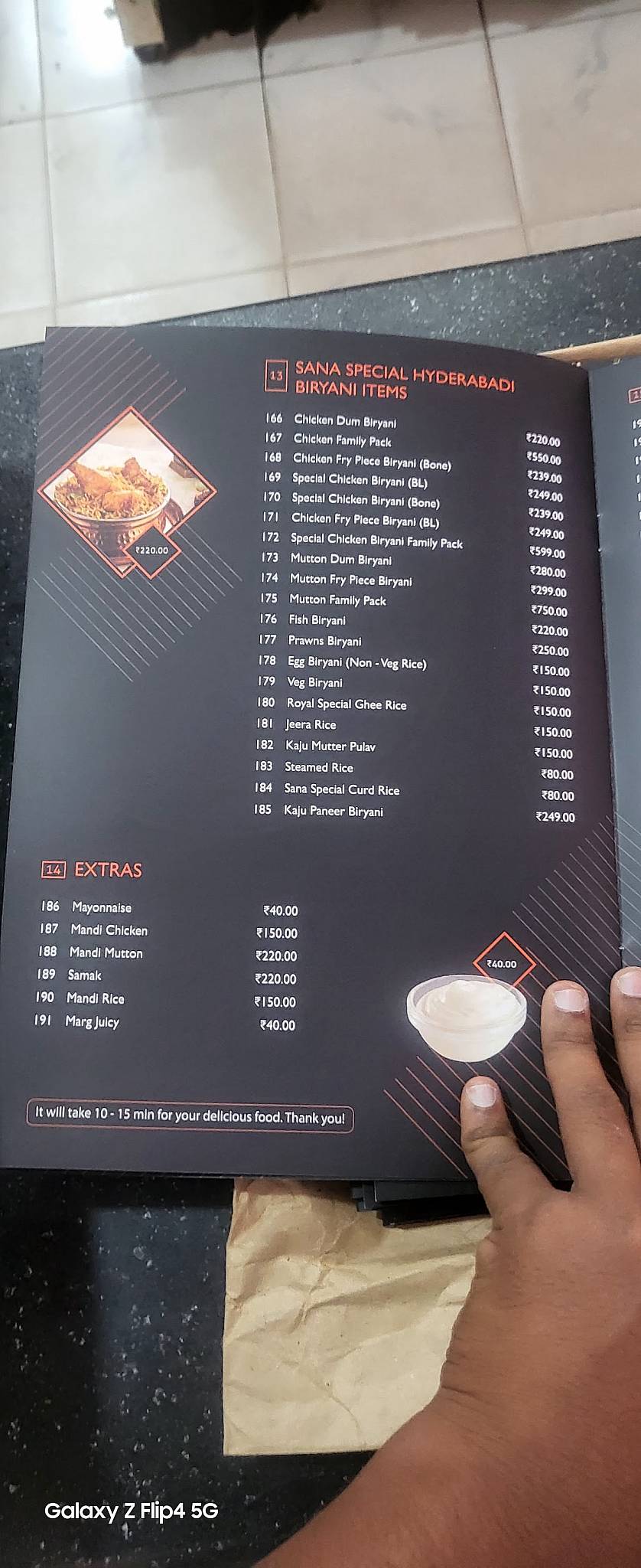 Menu at Sana Arabic restaurant pileru, India