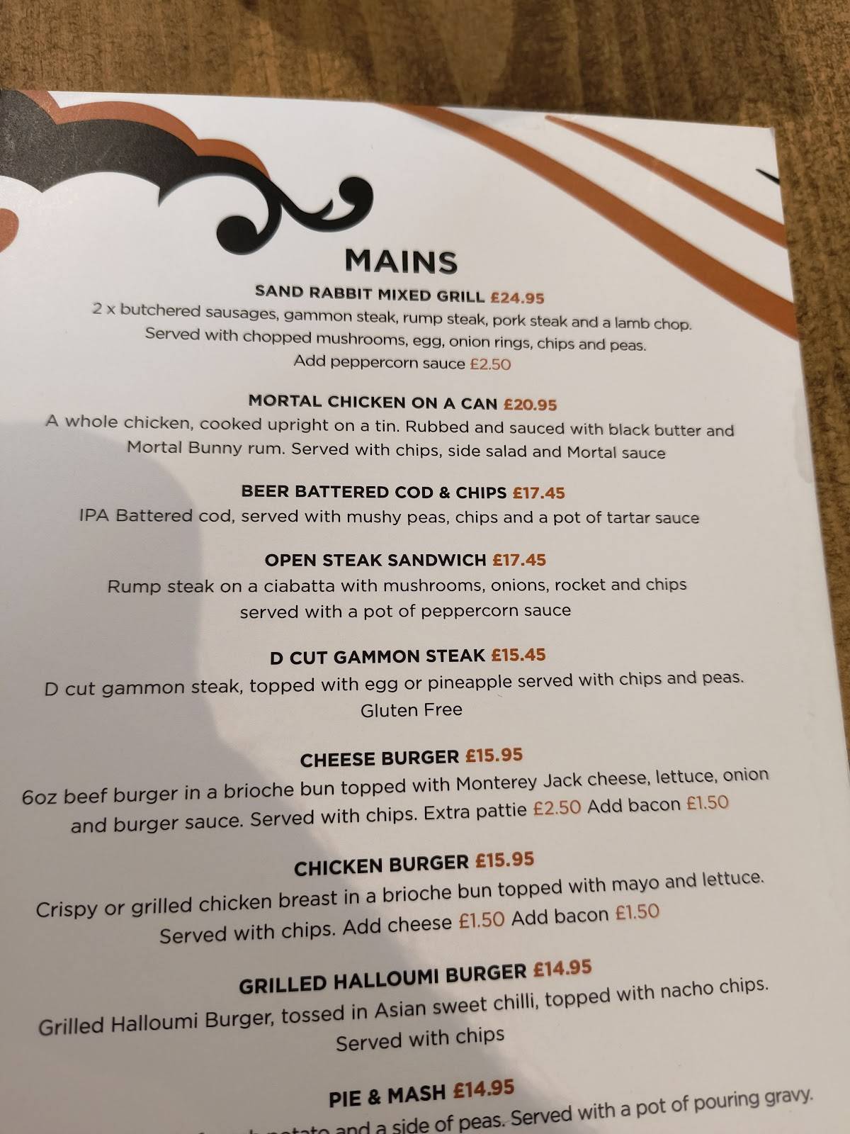 Menu at Sand Rabbit Bar & Grill, Port Talbot
