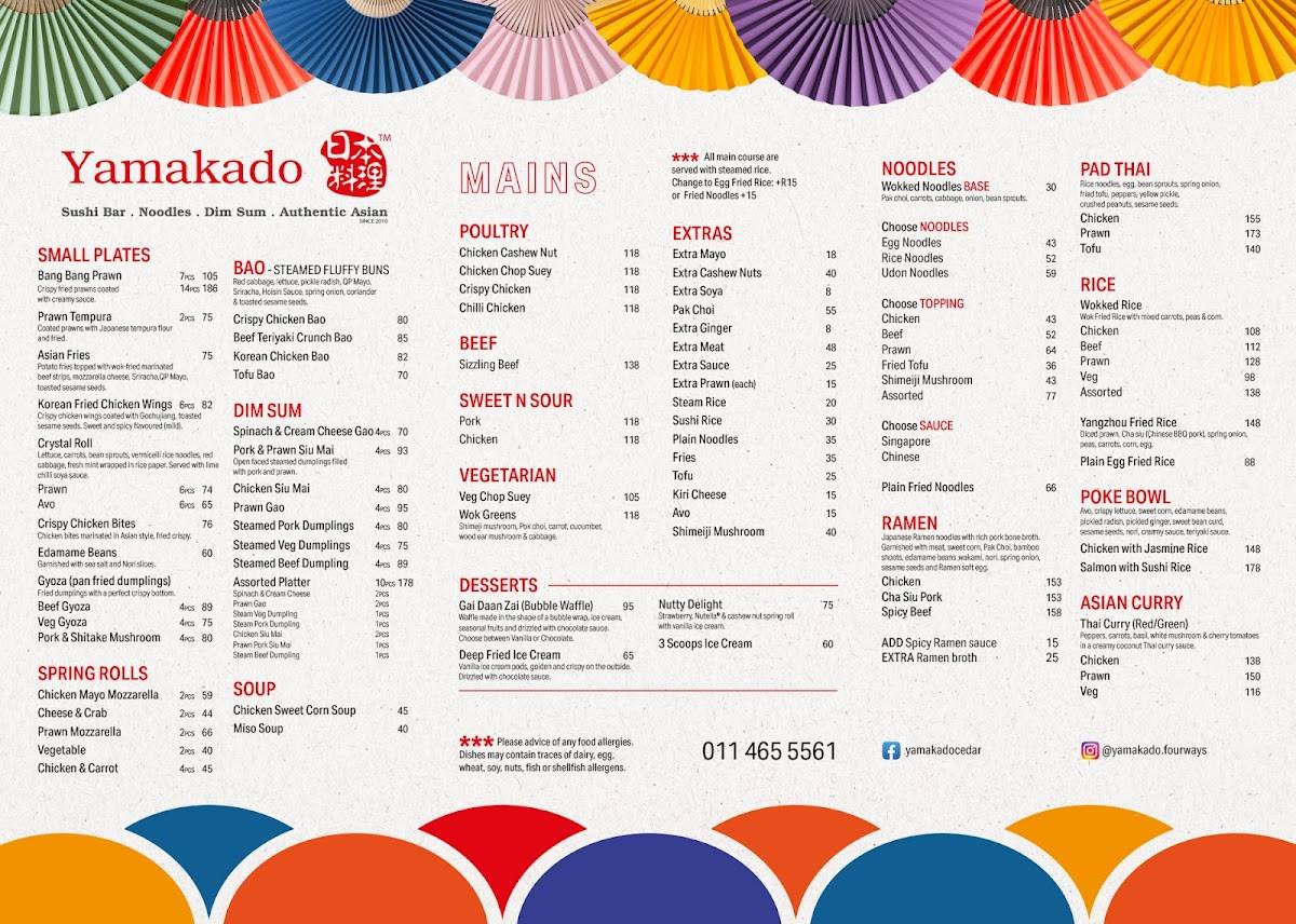 Menu at Yamakado Sushi Restaurant Fourways, Sandton