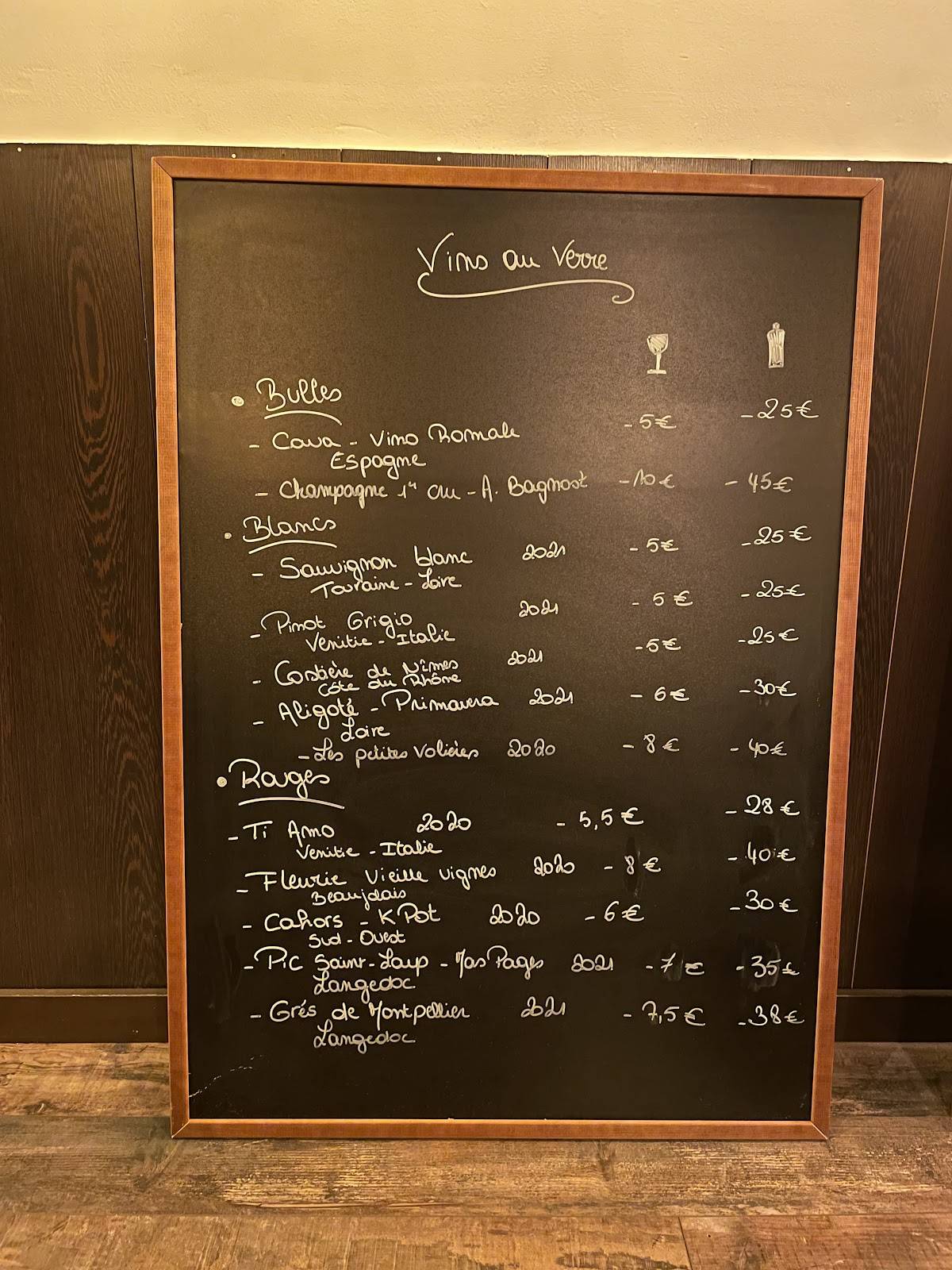 Menu at Sans jeu de mots - Wine bar, Nivelles