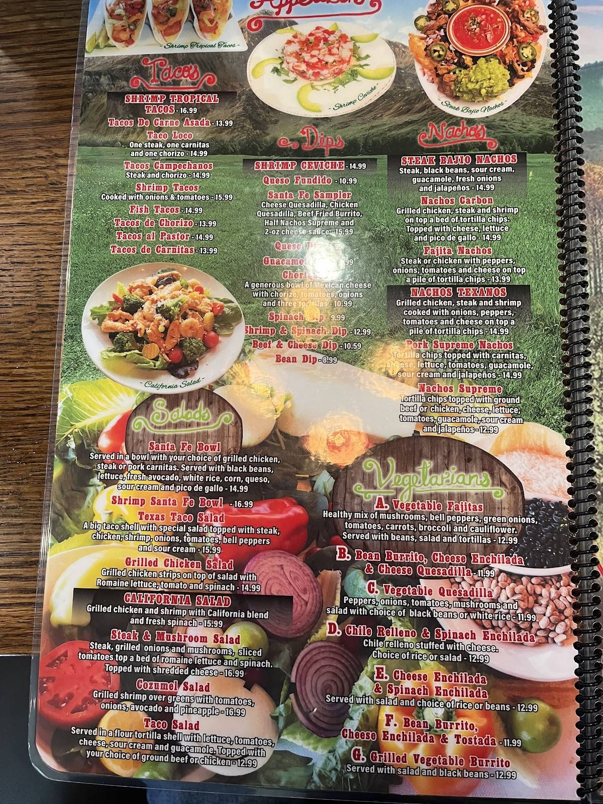 Menu at Santa Fe Restaurant & Bar, Crown Point