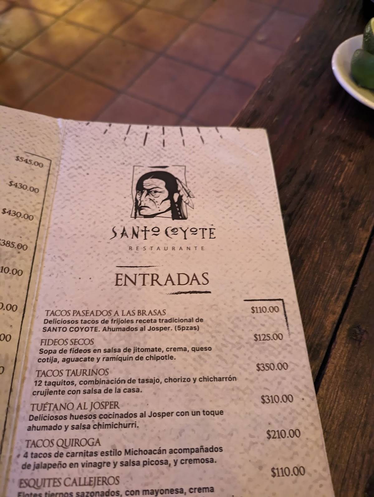 Carta del restaurante Santo Coyote, Guadalajara, C. Miguel Lerdo del ...