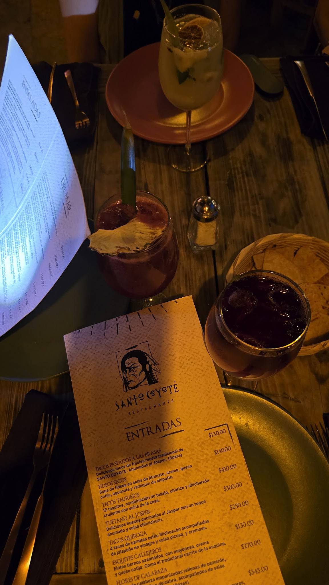 Menu at Santo Coyote restaurant, Guadalajara, C. Miguel Lerdo de Tejada ...