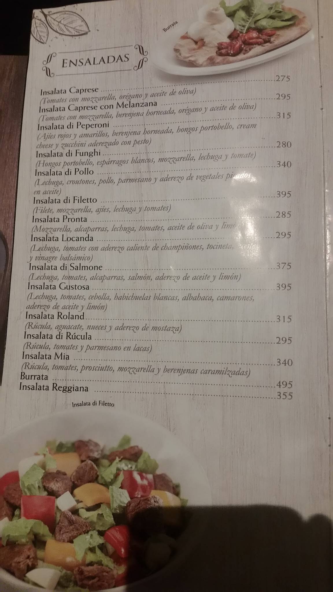 Carta del restaurante La Locanda - Núñez del Cáceres, Santo Domingo