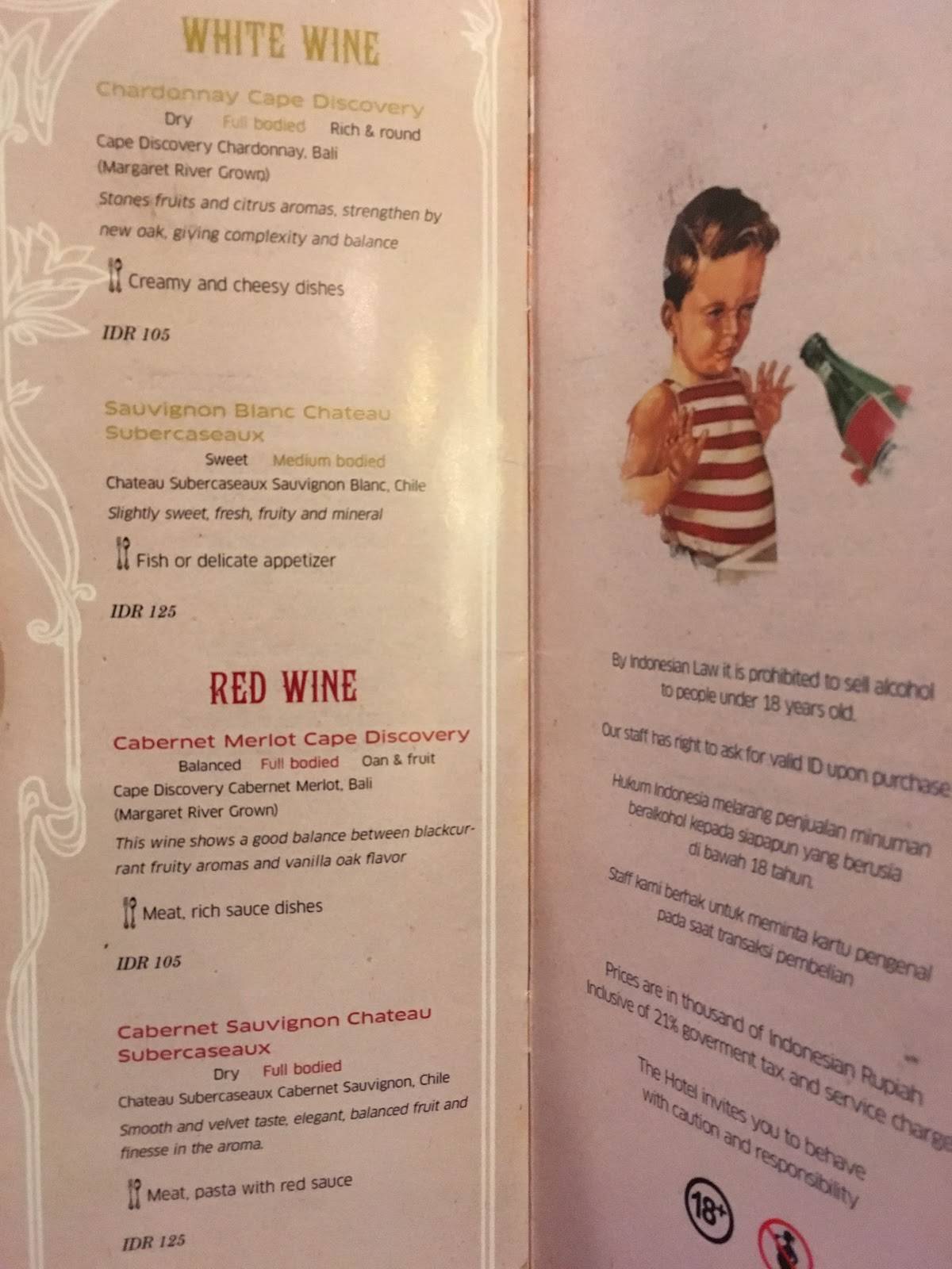 Carta de Sarkies Seafood Restaurant, Surabaya