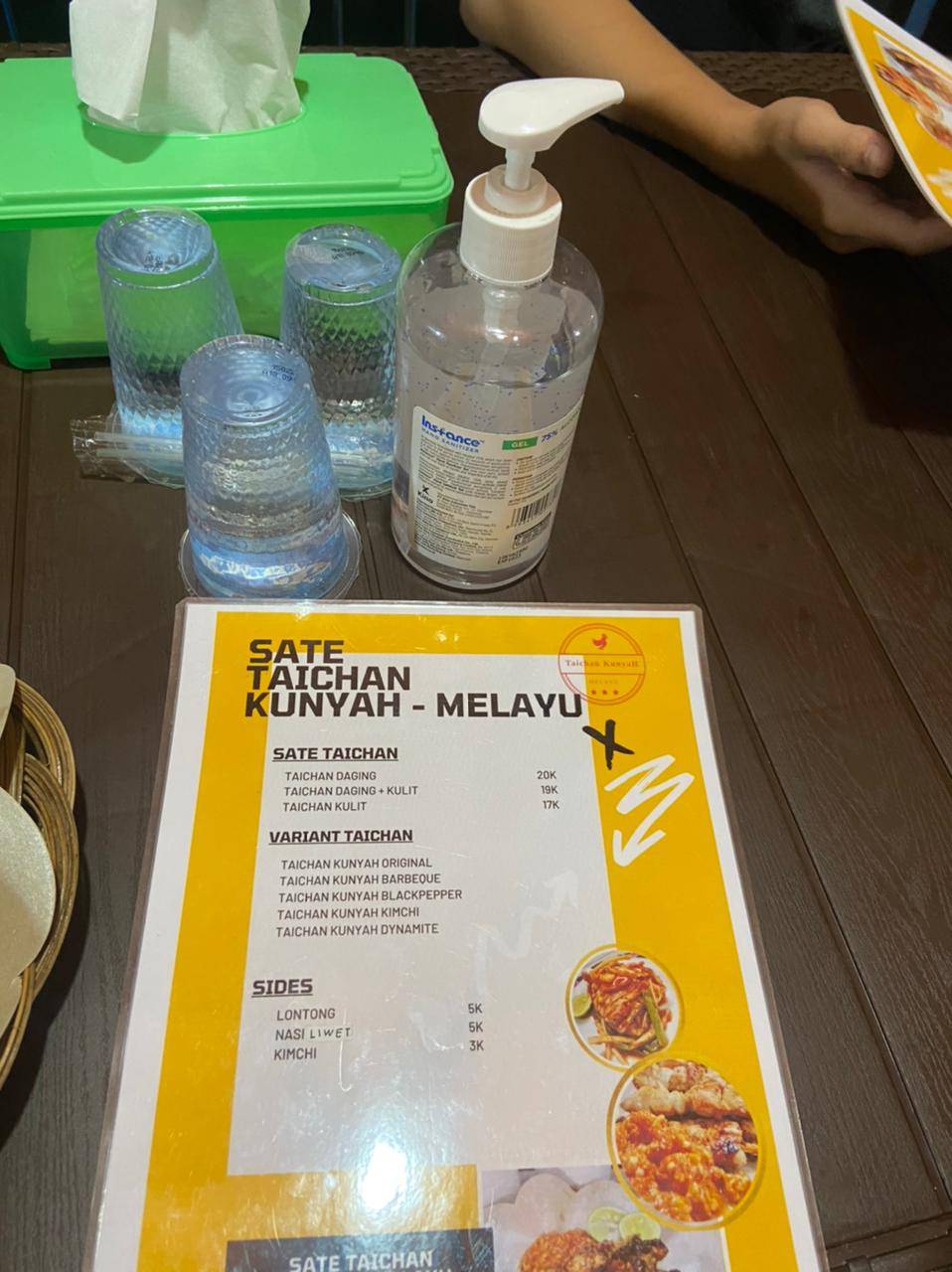 Menu at Sate Taichan KunyaH Melayu restaurant, East Jakarta
