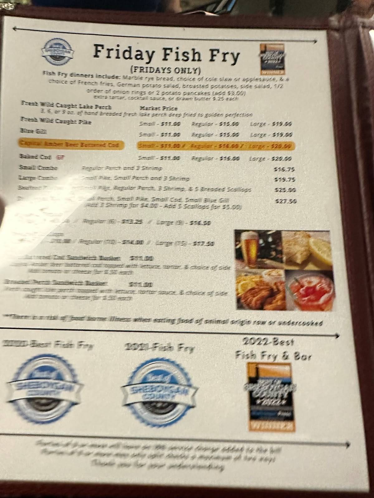 Menu at Scenic Bar & Restaurant, Sheboygan
