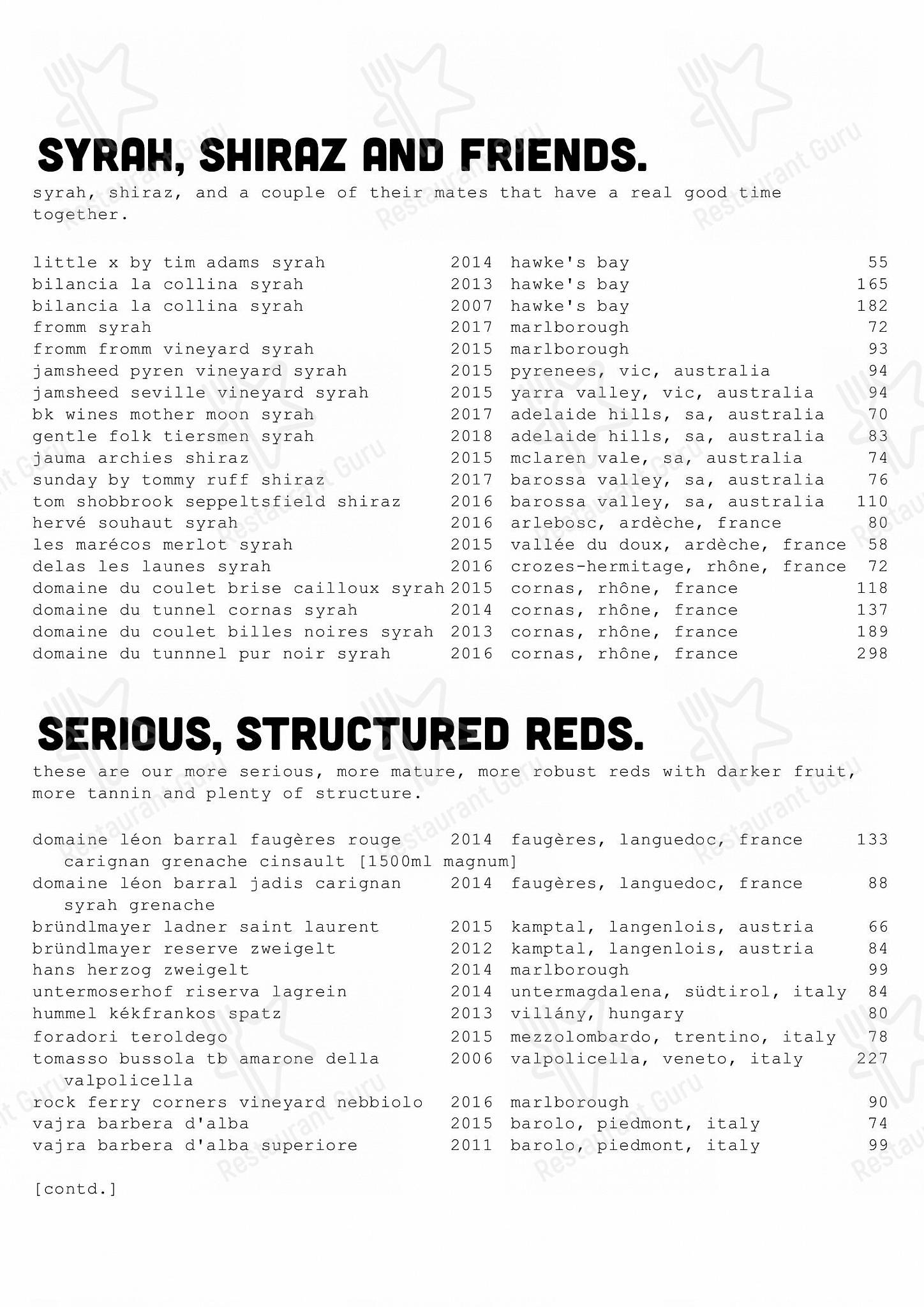 Menu at Scotch Wine Bar & Wine Shop, Blenheim