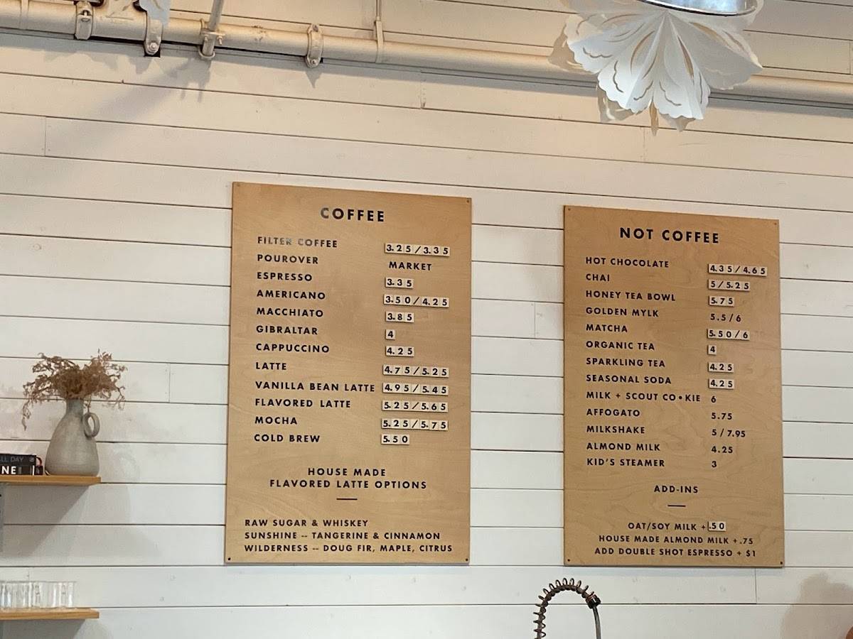 Menu at Scout Coffee cafe, San Luis Obispo, 880 Foothill Blvd