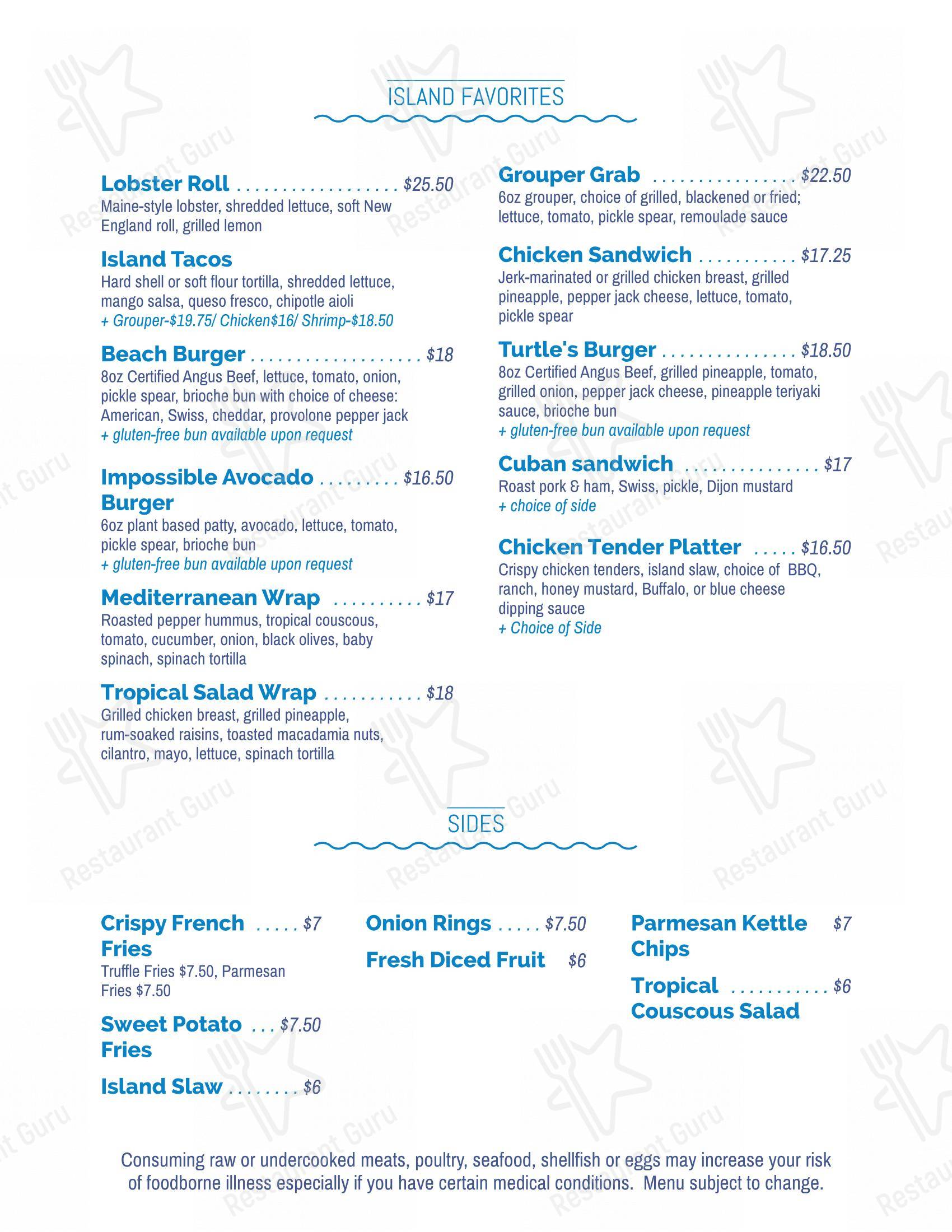 Menu at Sea Breeze Café cafe, Sanibel, Middle Gulf Dr Suite #3