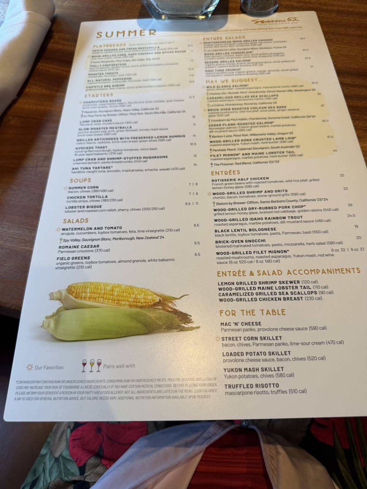 Menu at Seasons 52 pub & bar, Columbia