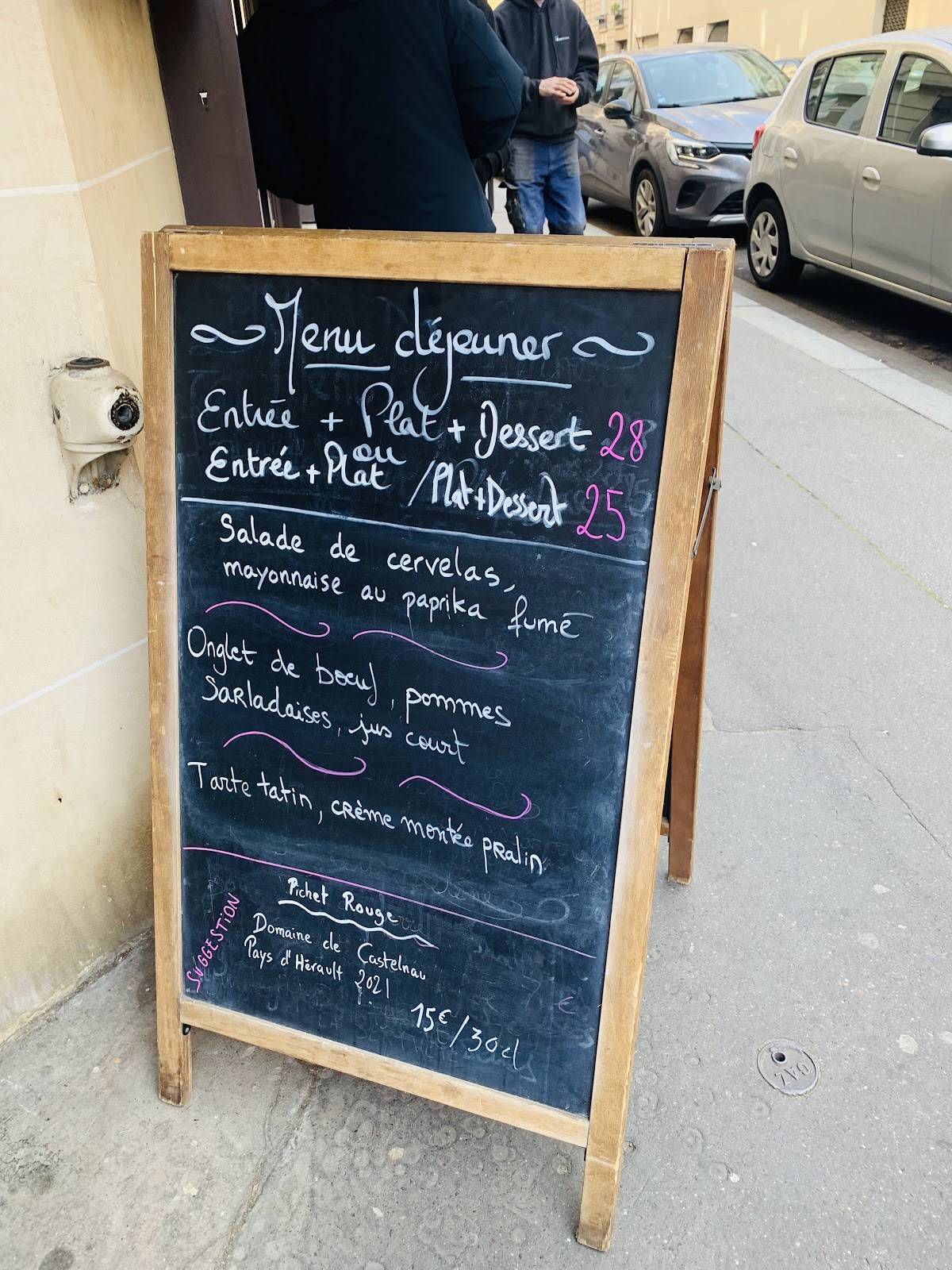 Menu at Sellae restaurant, Paris