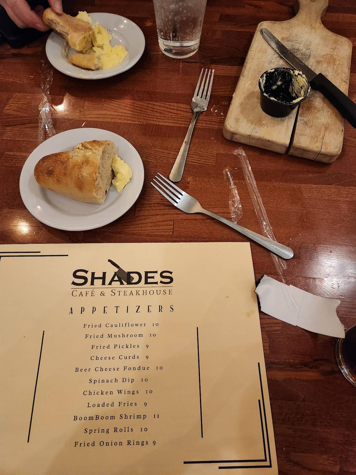 Menu at Shades Café & Steakhouse, Middlesboro