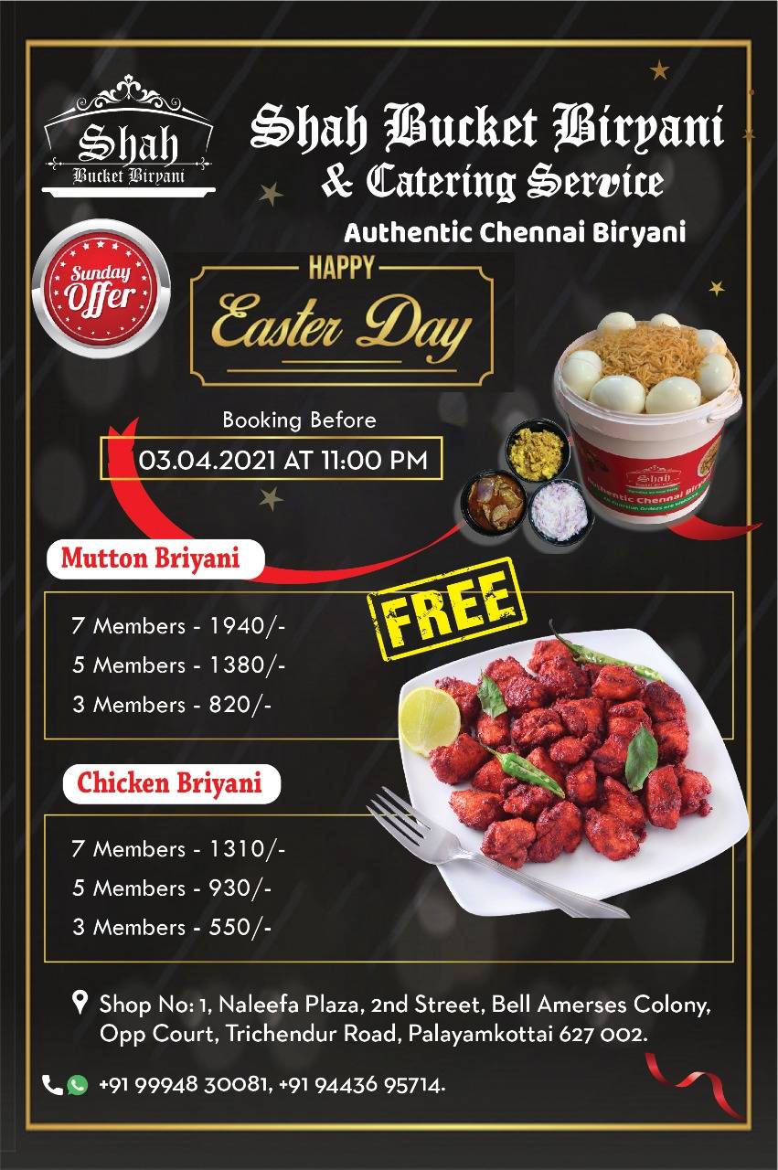 Menu at Shah Bucket Biryani, Tirunelveli