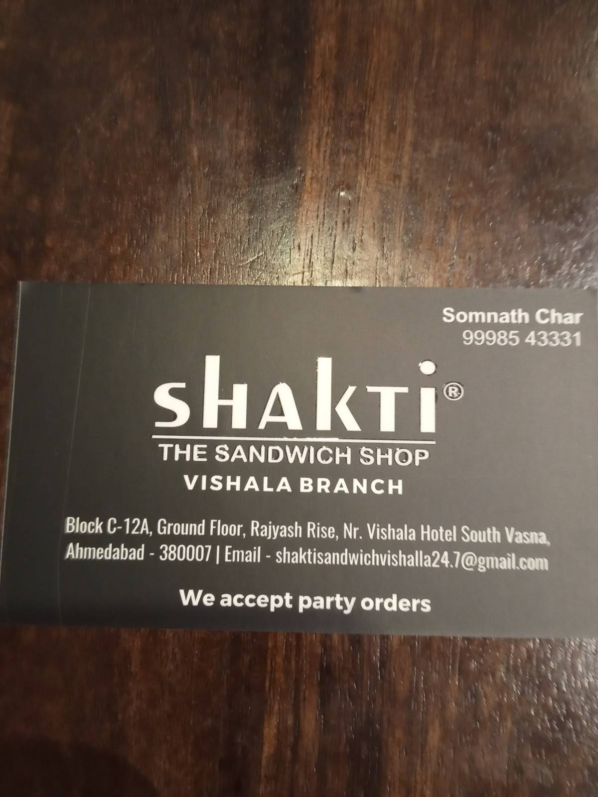 Menu at Shakti Sandwich Vishala, Ahmedabad