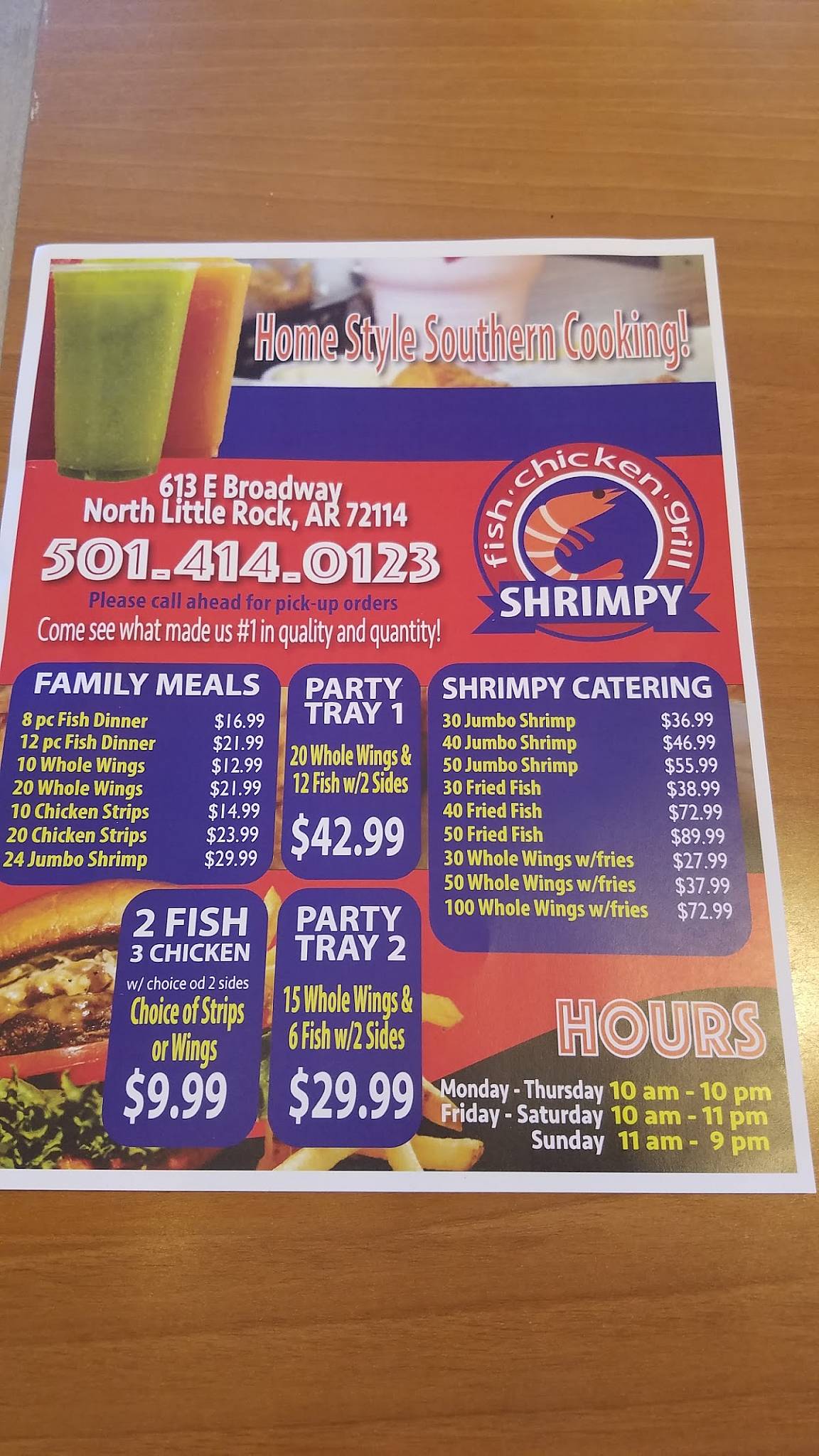 Menu at Sharks Fish & Chicken on Broadway restaurant, North Little Rock ...