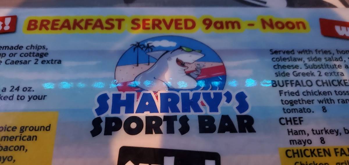 Menu at Sharky's Sports Bar, Burton