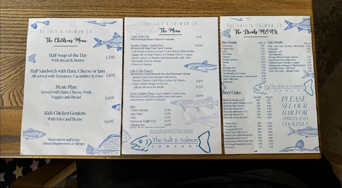 Menu at Shin Falls Cafe, Invershin