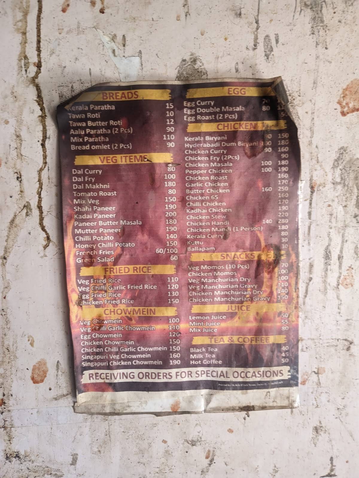 Menu at Shivaji's Day Night Kitchen, Delhi