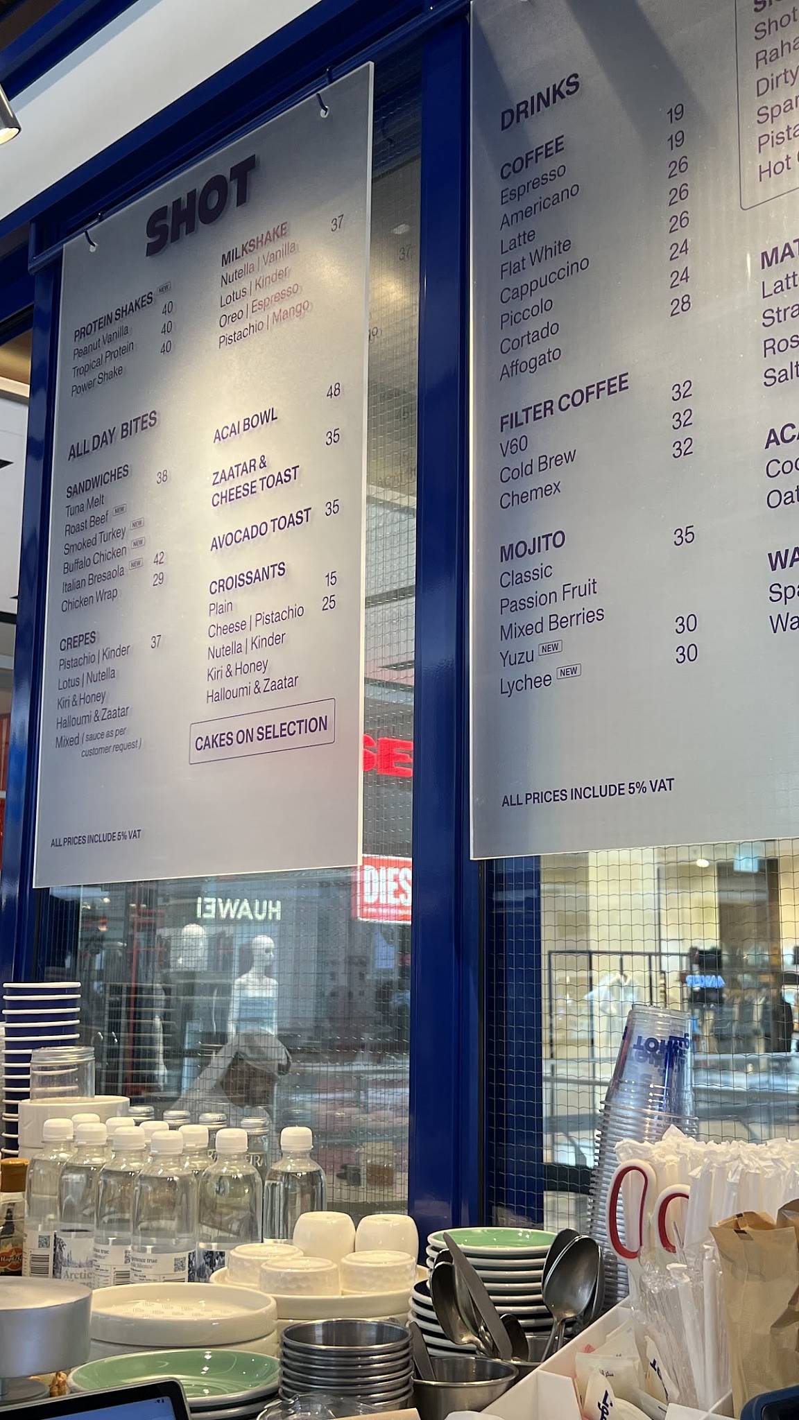 Menu at Shot Specialty Cafe, Galleria Mall, Abu Dhabi, Galleria Mall