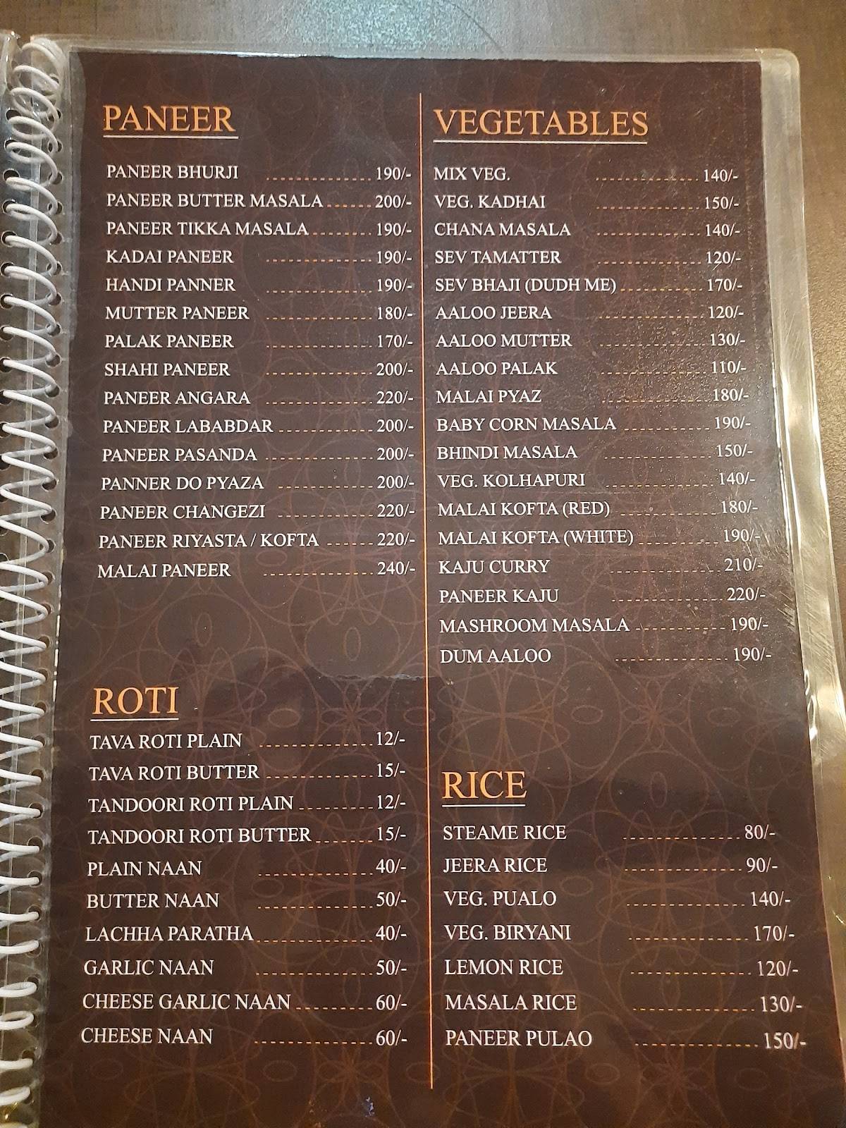 Menu at Shree Kalpataru Restaurant, Marwar Junction, Opposite Raaj Motors