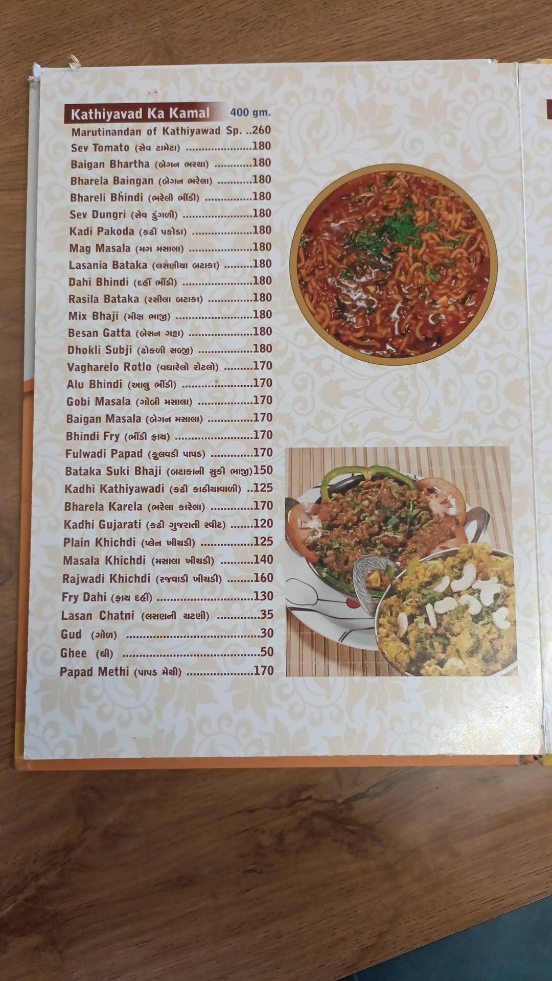 Menu at Shree Marutinandan Kathiyawadi Restaurant - Bhat, Ahmedabad