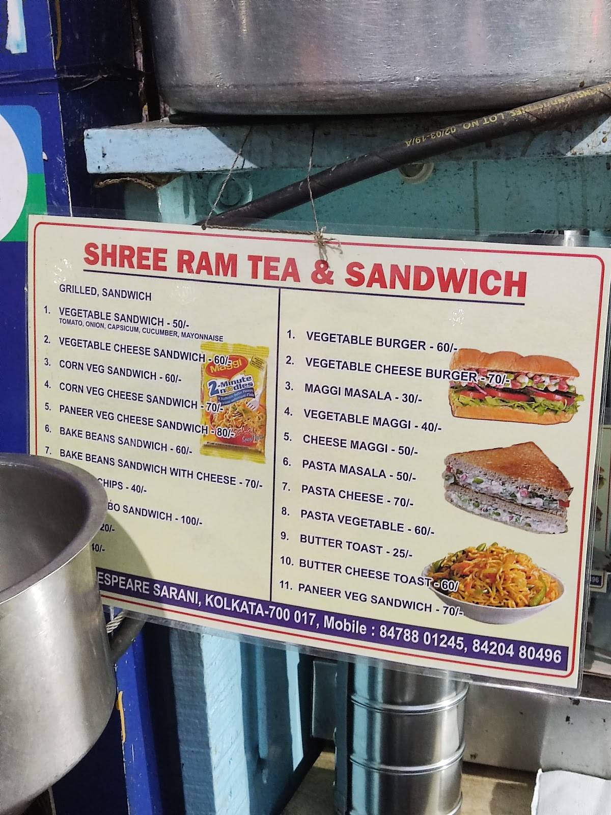 Menu at Shree Ram Tea And Sandwich, Kolkata