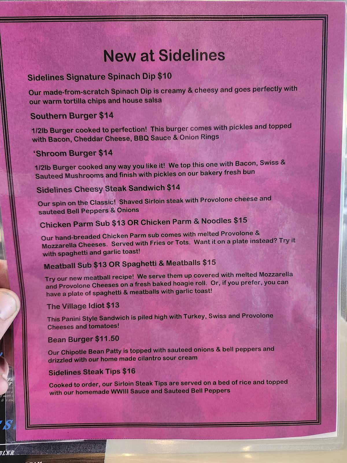 Menu at Sidelines Grill Ashland City pub & bar, Ashland City, 232 ...