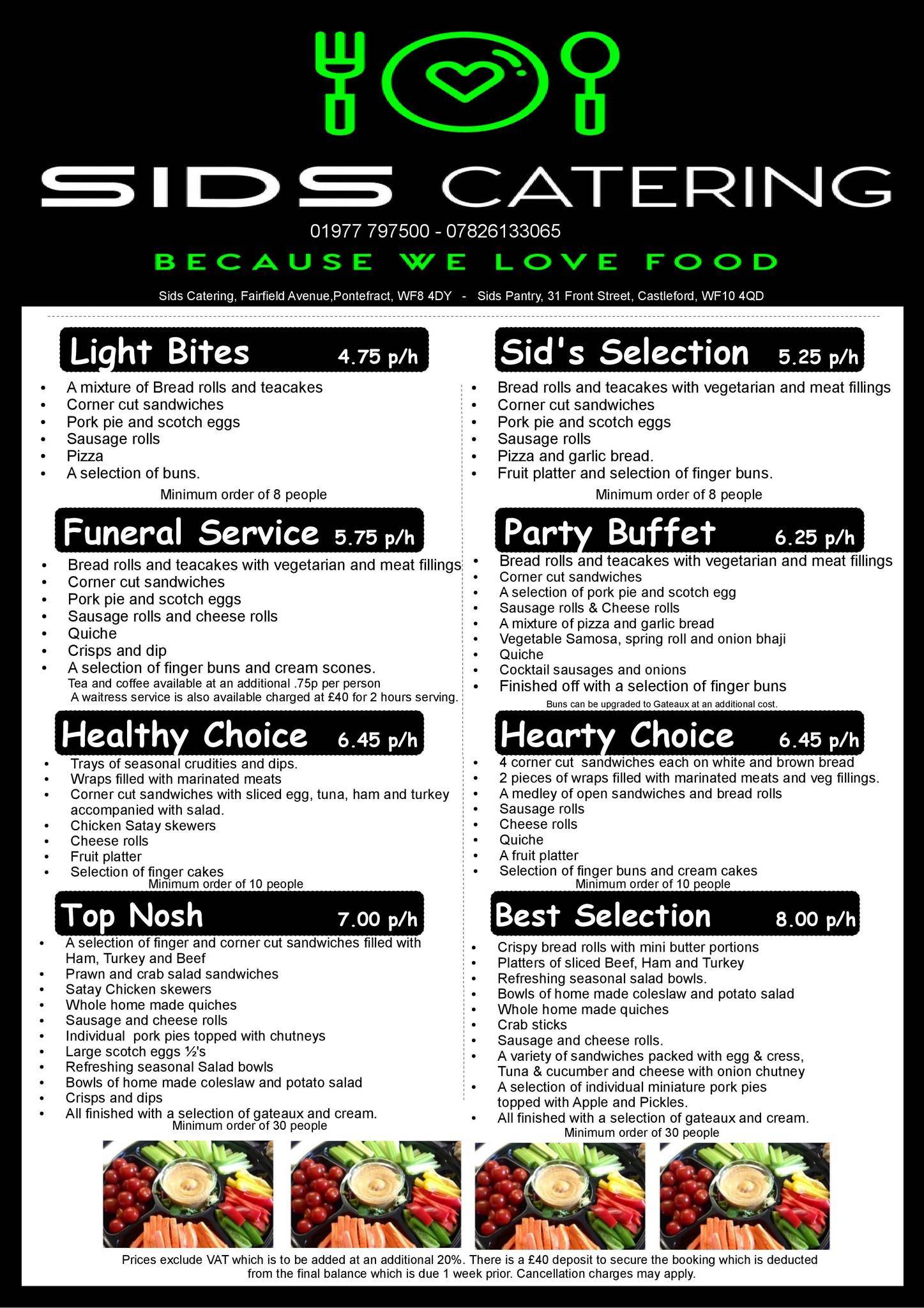 Menu at Sid's Pantry cafe, Castleford