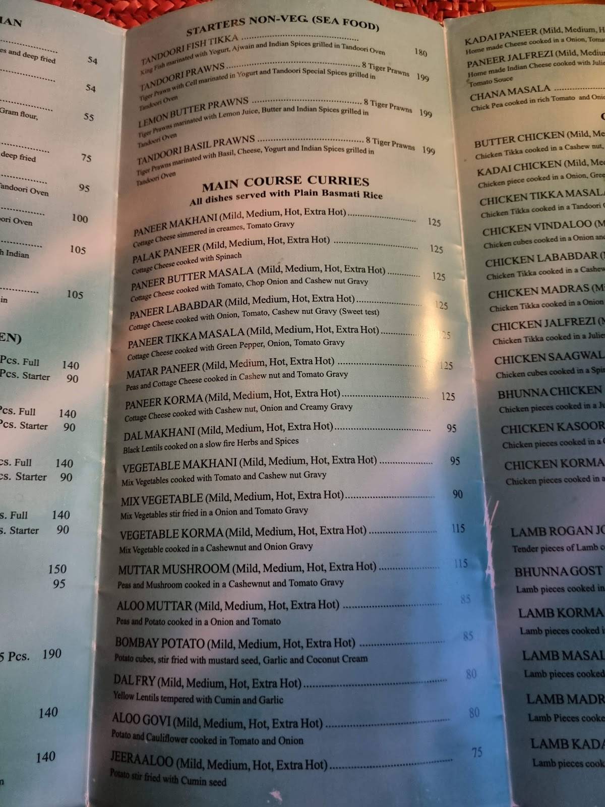 Menu at Silver Spoon Indian Cuisine restaurant, Cape Town