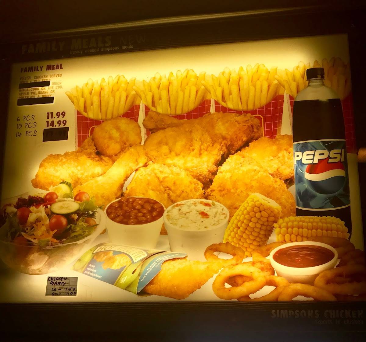 Menu at Simpsons Chicken restaurant, Chertsey