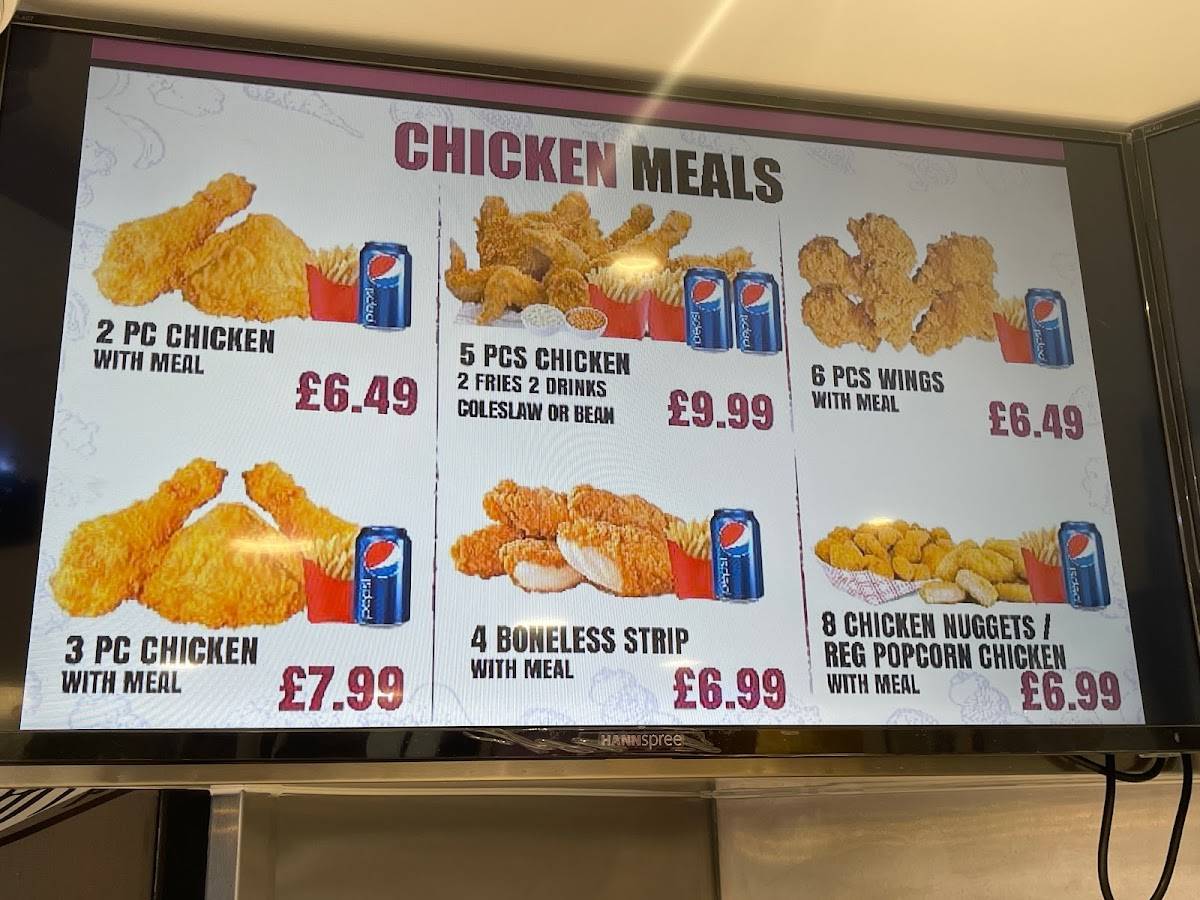 Menu at Simpsons Chicken restaurant, Chertsey