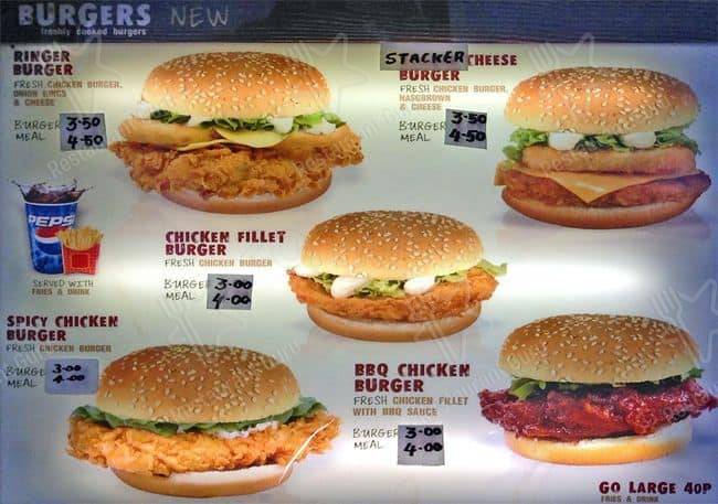 Menu at Simpsons Chicken restaurant, Chertsey