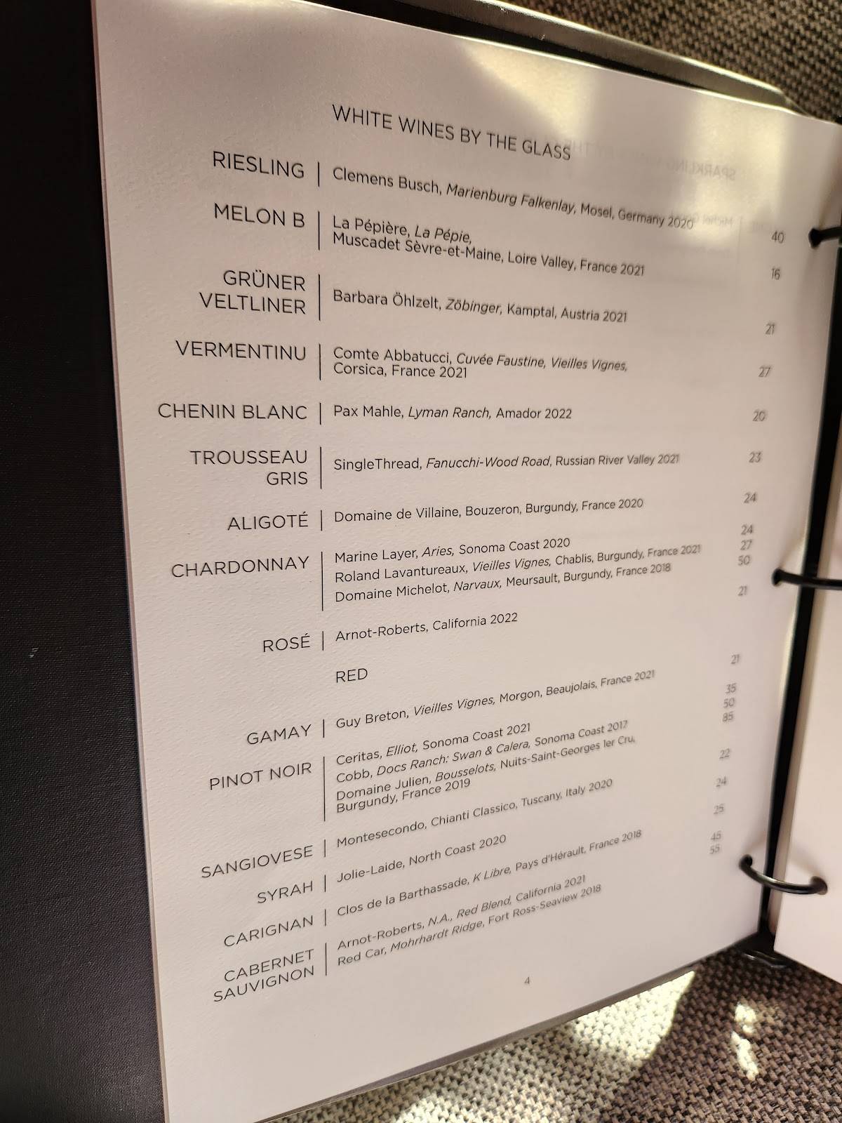 Menu at SingleThread Farm - Restaurant - Inn, Healdsburg